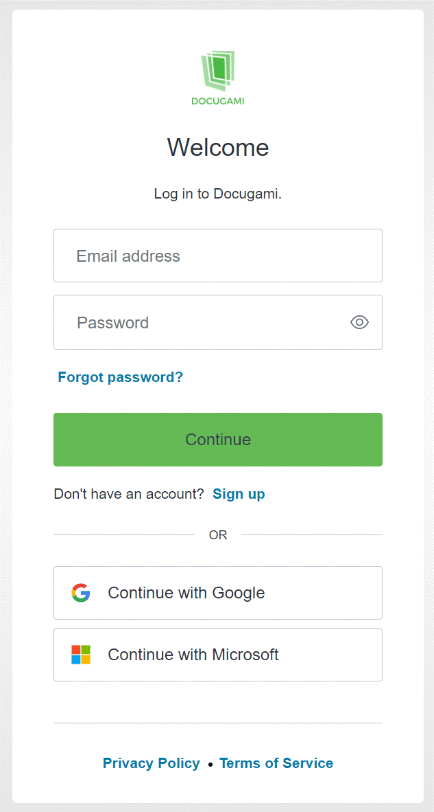 Signing Up/Signing In to Docugami